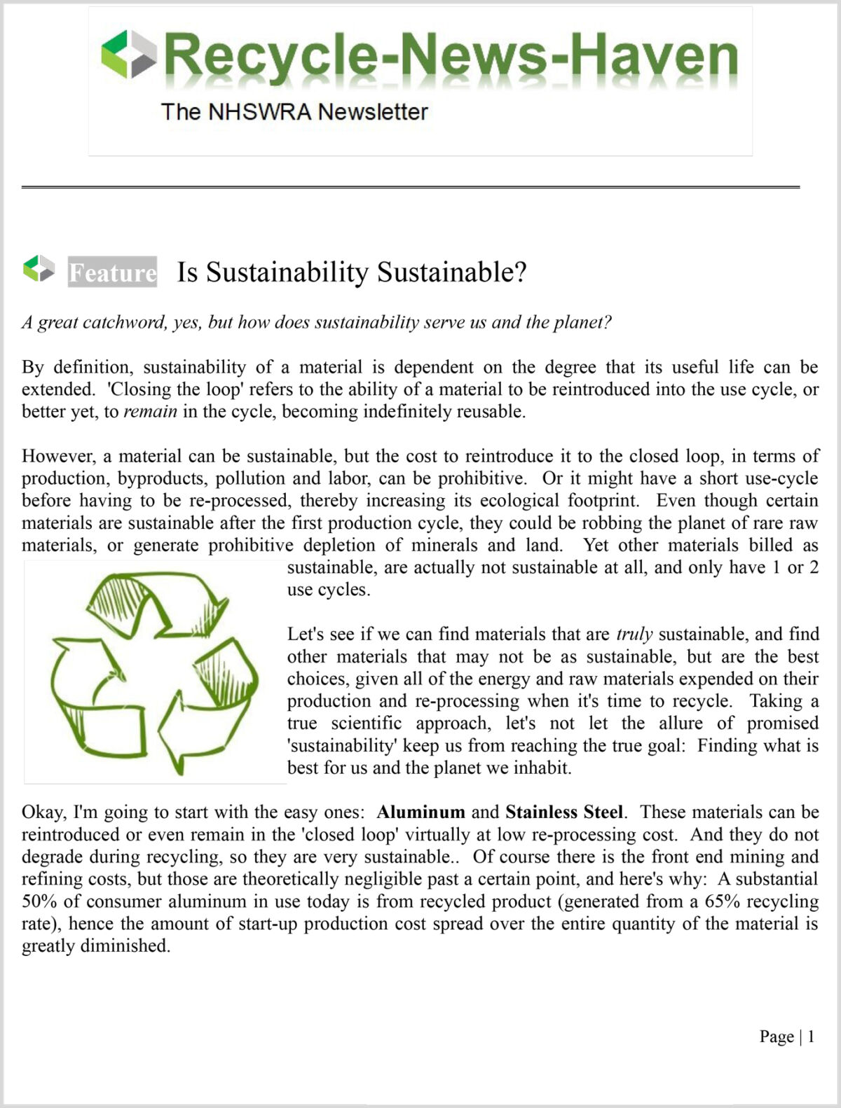 Newsletters - New Haven Solid Waste & Recycling Authority