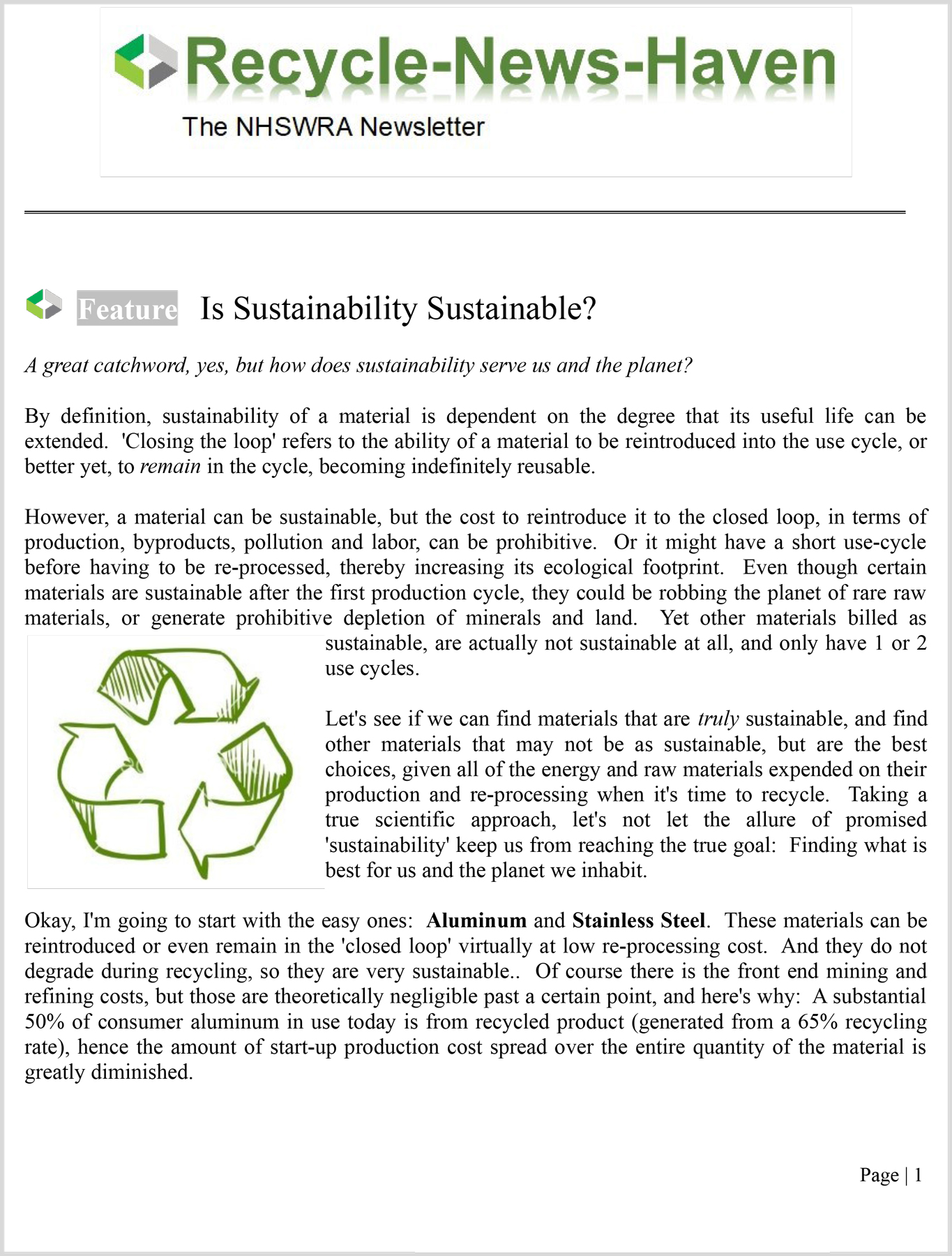 Newsletters - New Haven Solid Waste & Recycling Authority