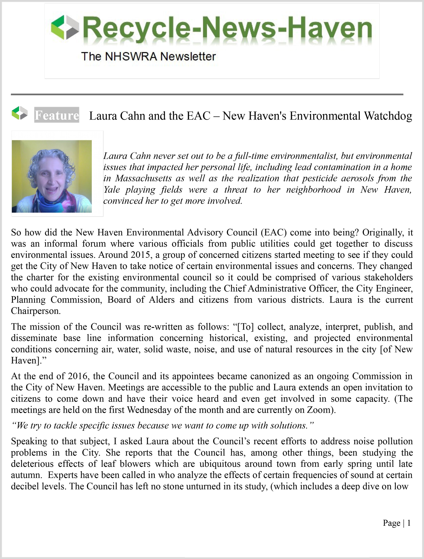 Newsletters - New Haven Solid Waste & Recycling Authority