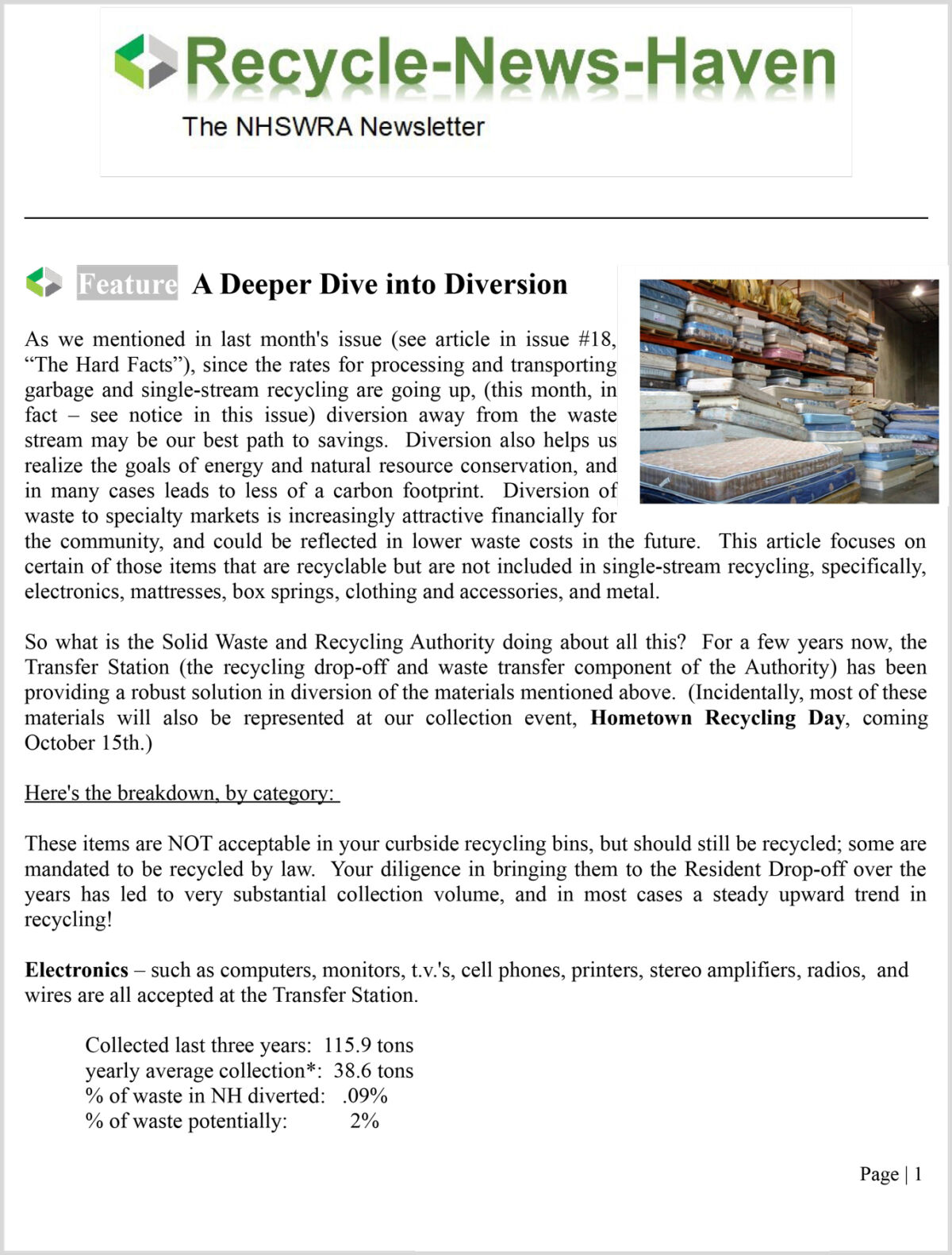 Newsletters - New Haven Solid Waste & Recycling Authority