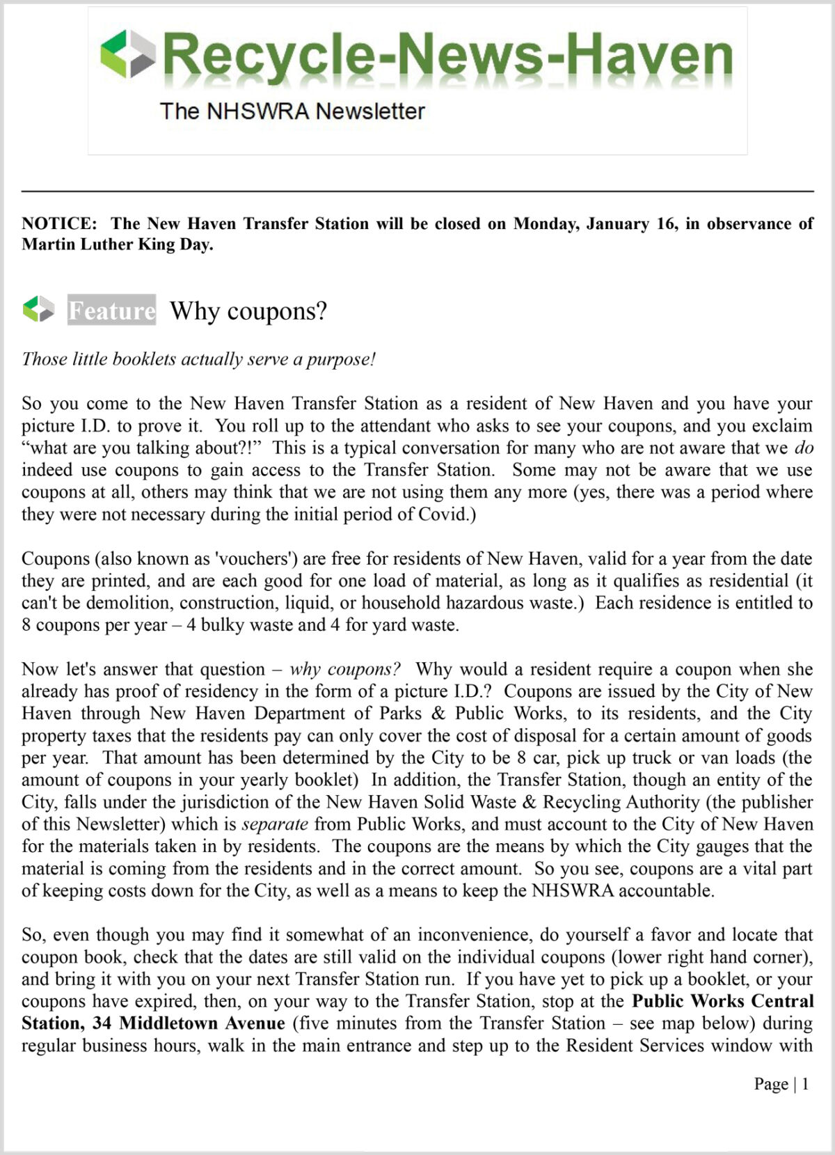 Newsletters - New Haven Solid Waste & Recycling Authority