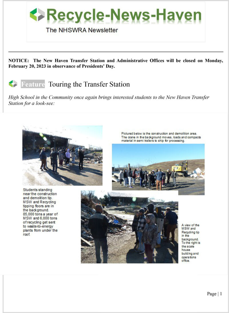 Newsletters - New Haven Solid Waste & Recycling Authority