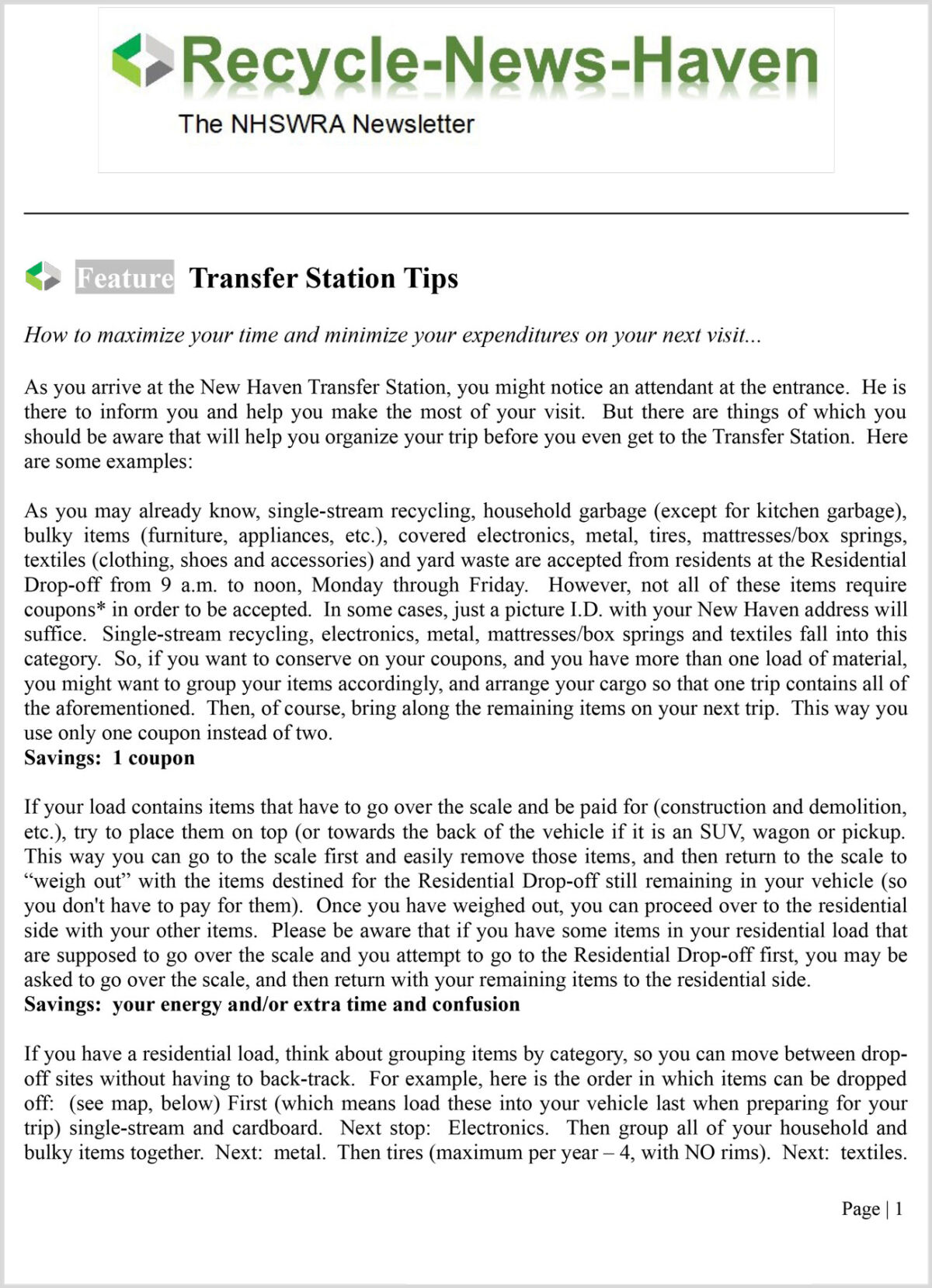 Newsletters - New Haven Solid Waste & Recycling Authority