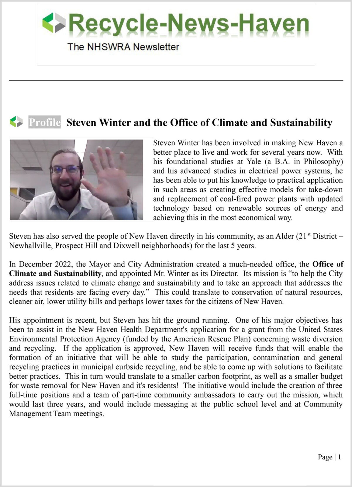 Newsletters - New Haven Solid Waste & Recycling Authority