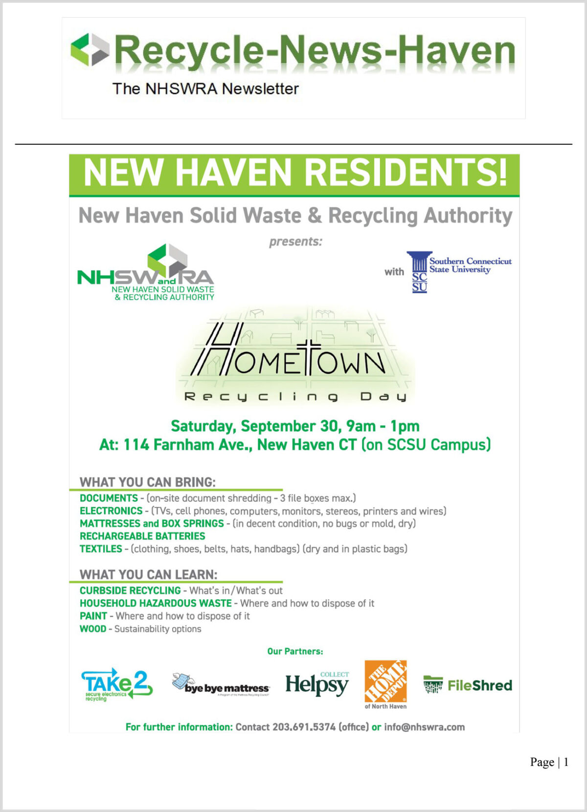 Newsletters - New Haven Solid Waste & Recycling Authority